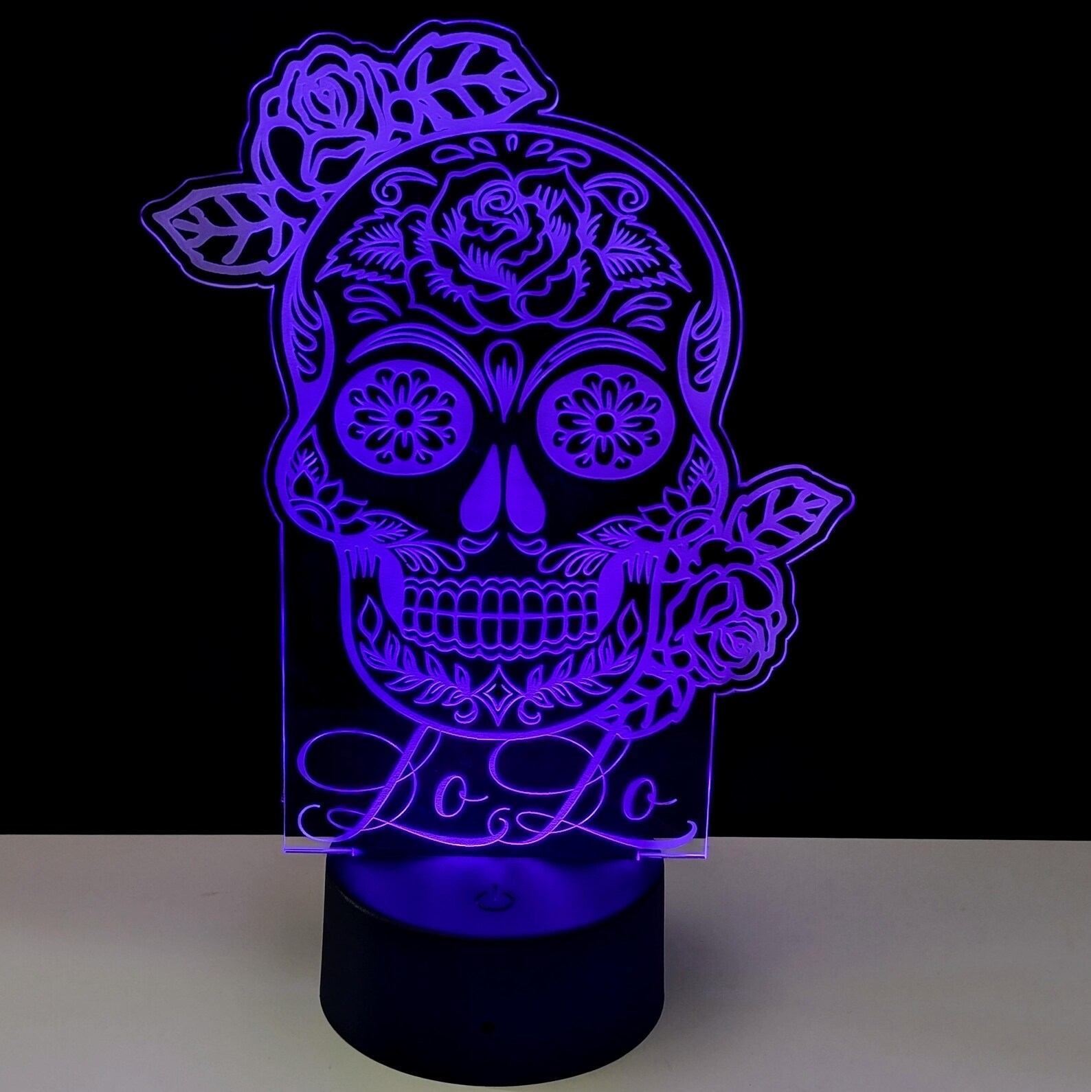 Personalized Sugar Skull Night Light: Color Changing LED, Custom Name ...