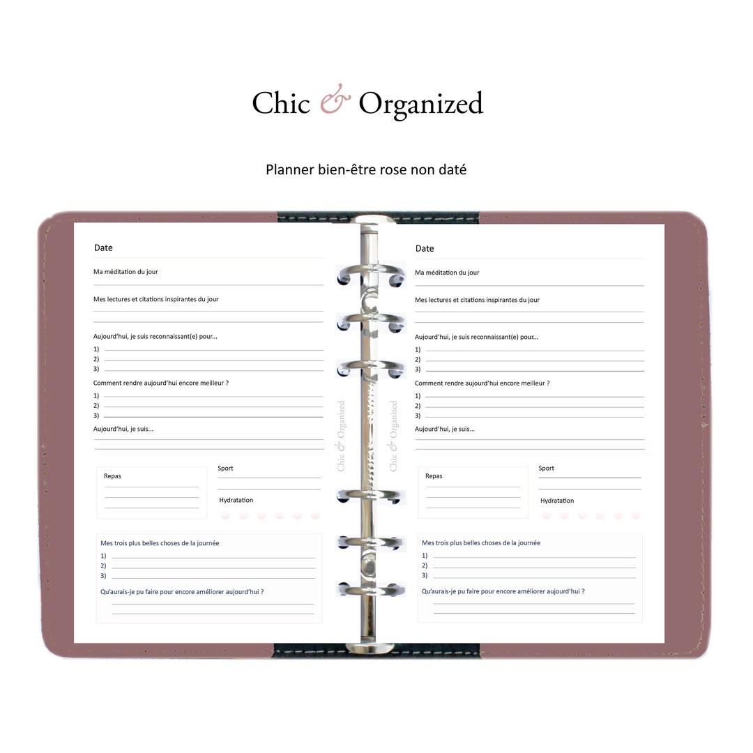 Five Minute Pink Journal, Wellness, Meditation, in French, Positive ...