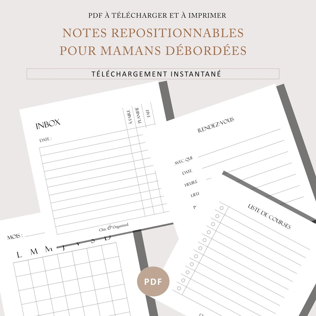 Printable Sticky Notes Set in French – Designed for Busy Moms - Etsy