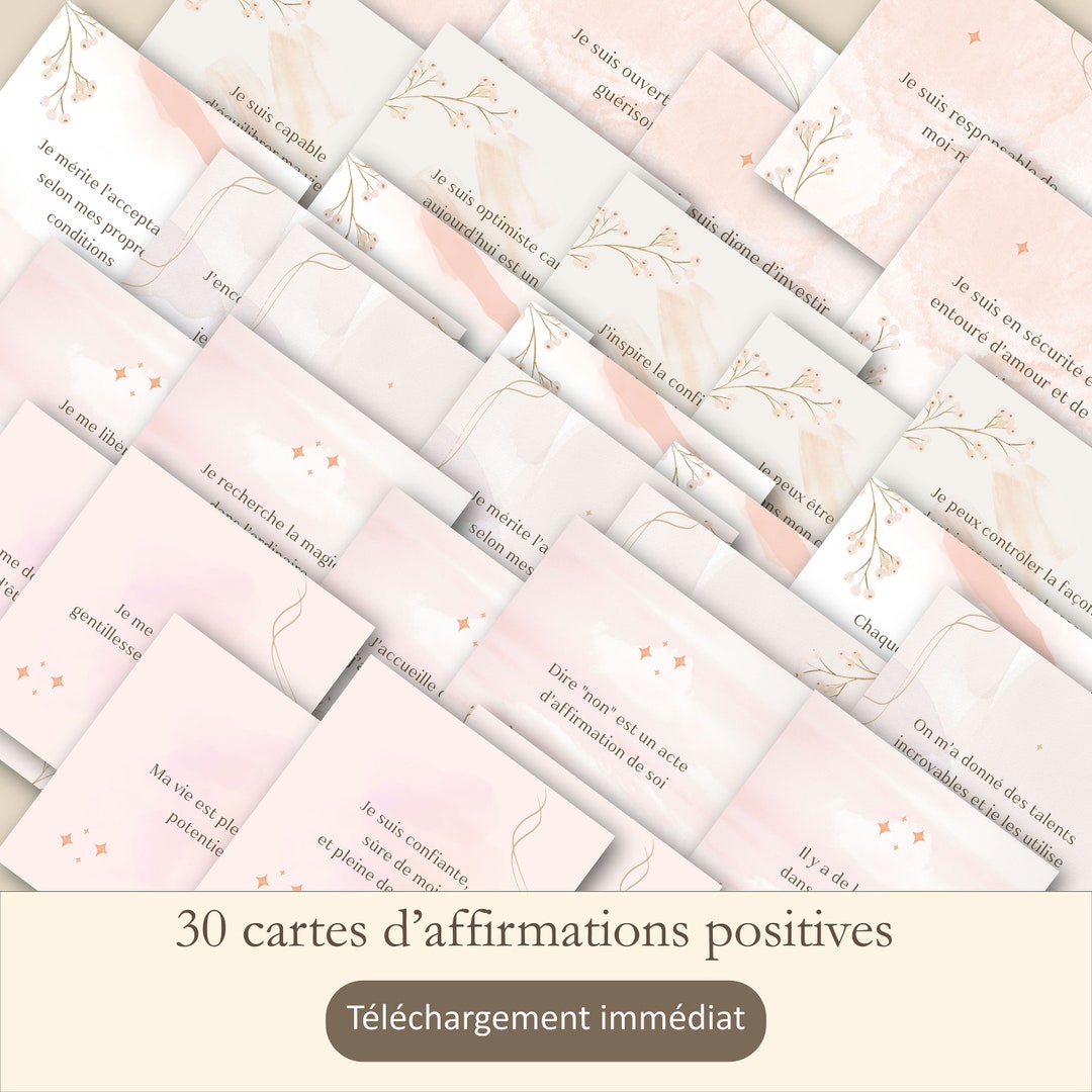 PRINTABLE 30 Positive Affirmation Cards PDF FRENCH - Etsy