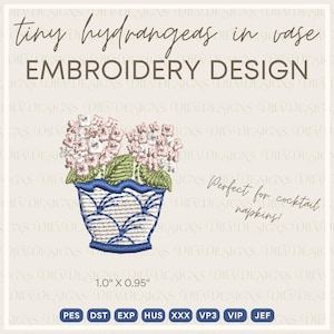 Tiny Hydrangea Embroidery Design File- Tiny Embroidery Design 1 Inch ...