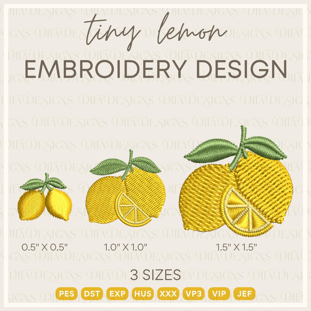 Lemons Tiny Machine Embroidery Design Files- 3 Sizes - Etsy
