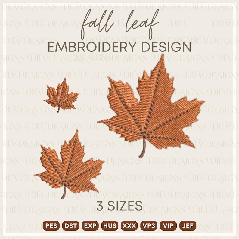 Fall Leaf Tiny Machine Embroidery Design Files- 3 Sizes - Etsy