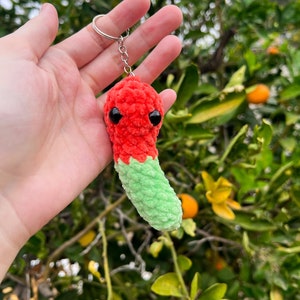 Crochet Gummy Worm Keychain: Plush Keyring - Etsy