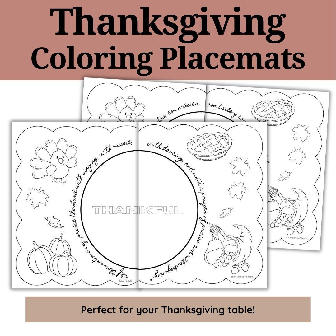 Thanksgiving Placemat // Thanksgiving Dinner, Coloring Page, Family ...