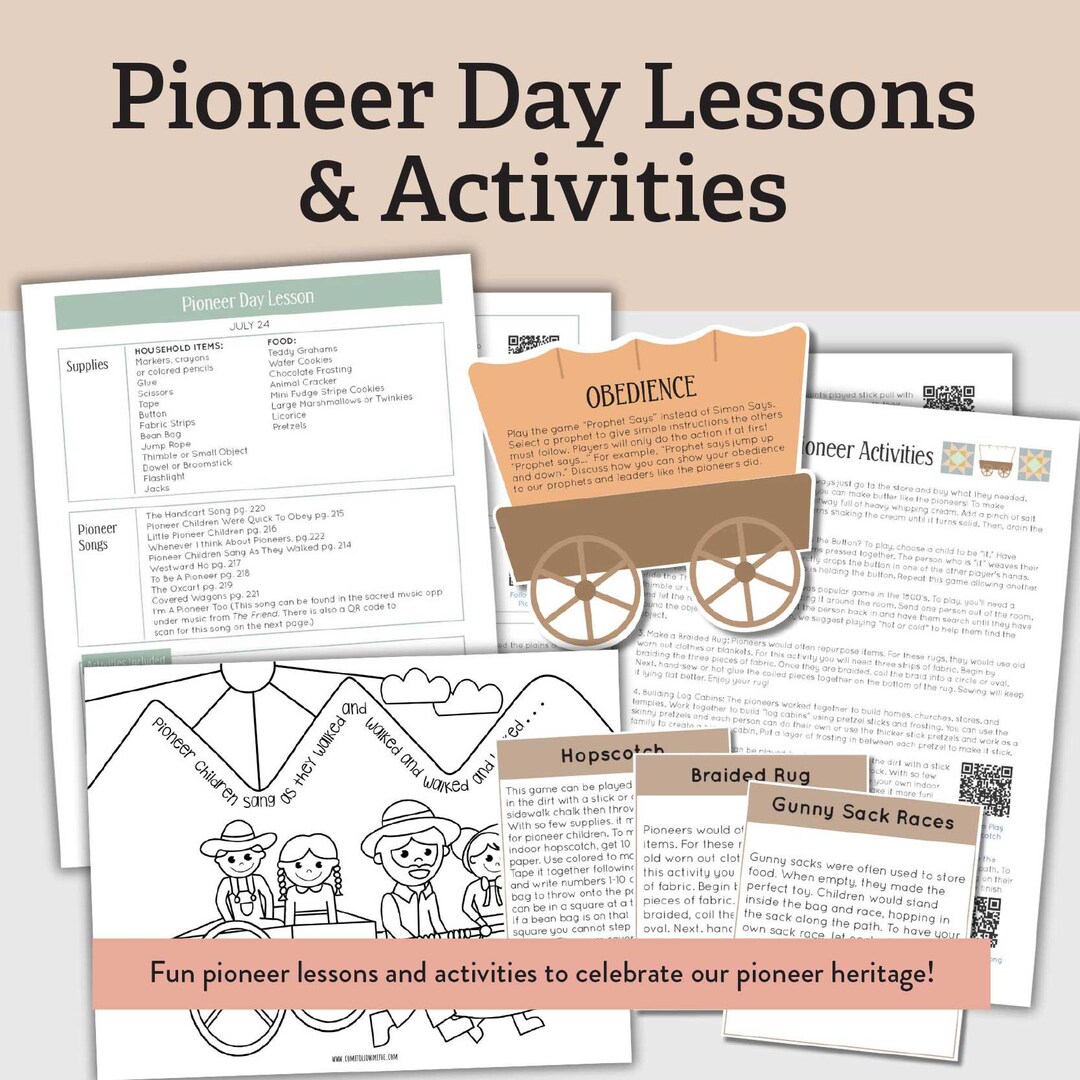 Pioneer Day Lesson and Activities // LDS Primary, Christian Activities ...
