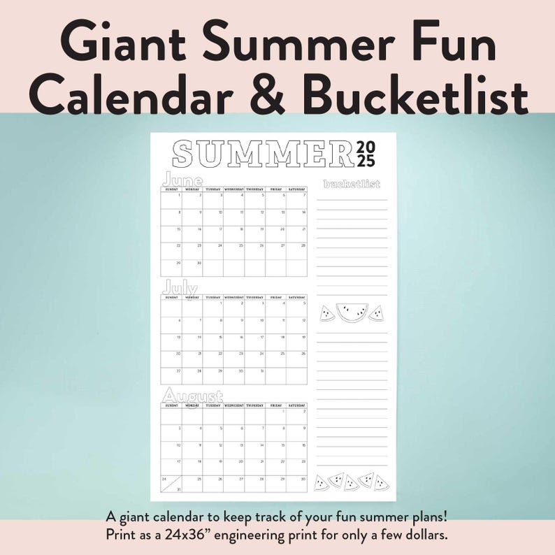 2025 Summer Calendar // Summer 2025, Bucket List, Summer Vacation ...