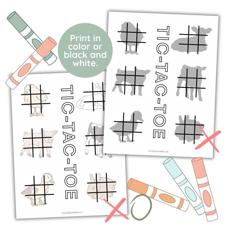 Spring Tic-tac-toe Game, Farm Animal Activity, Kids Quiet Game (digital ...