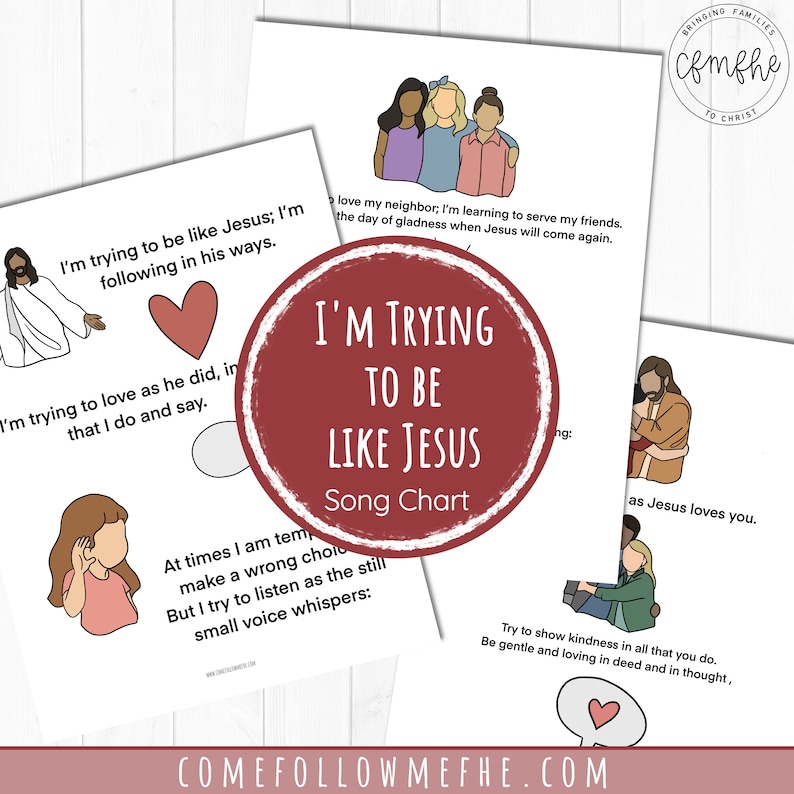 I'm Trying to Be Like Jesus Song Chart - Etsy