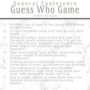 General Conference Guess Who Game // General Conference, Quiet Activity ...