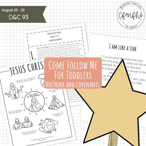 Come Follow Me 2021 TODDLER D&C Lesson 36 august 30 - Etsy