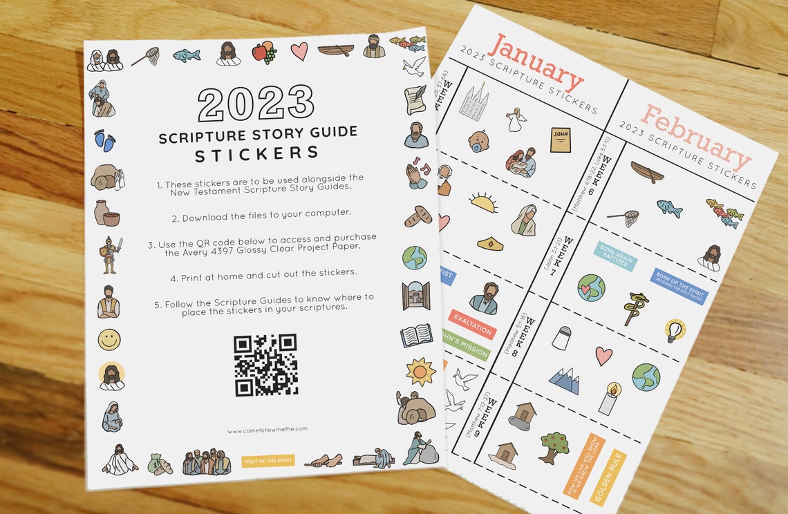 New Testament Scripture Stickers // 2023 Primary, Come Follow Me 2023 ...
