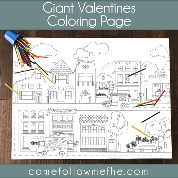 Giant Valentine's Coloring Page | Etsy