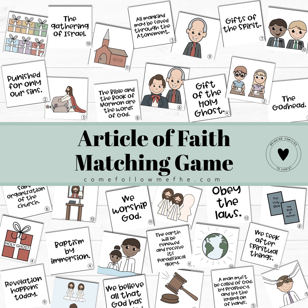 Articles of Faith Matching Game - Etsy