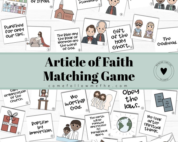 Articles of Faith Bingo Game Set of 12 - Etsy