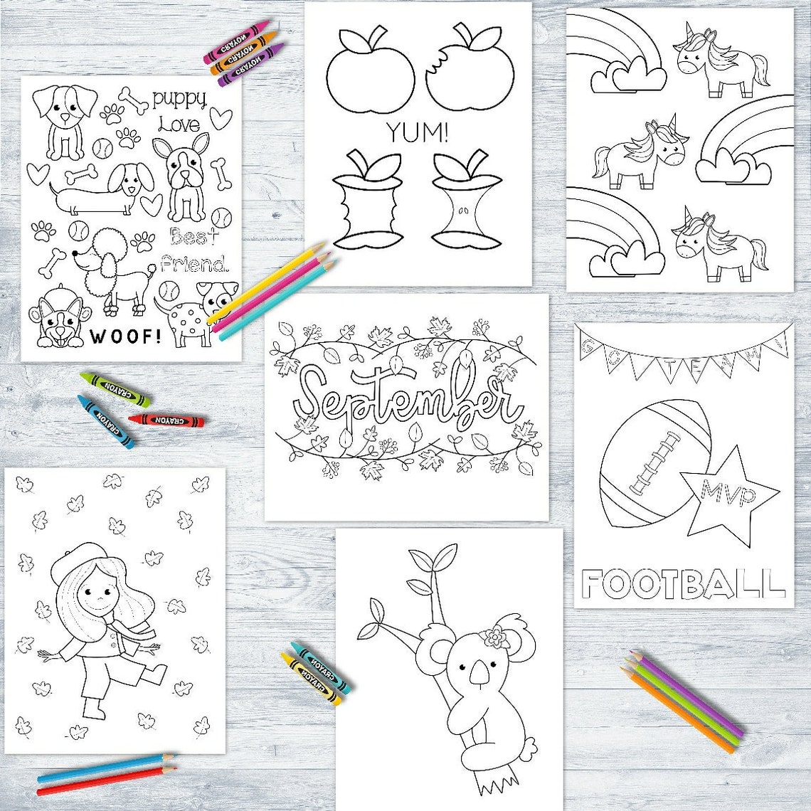 September 2022 Coloring Pages // Fall Autumn Coloring - Etsy