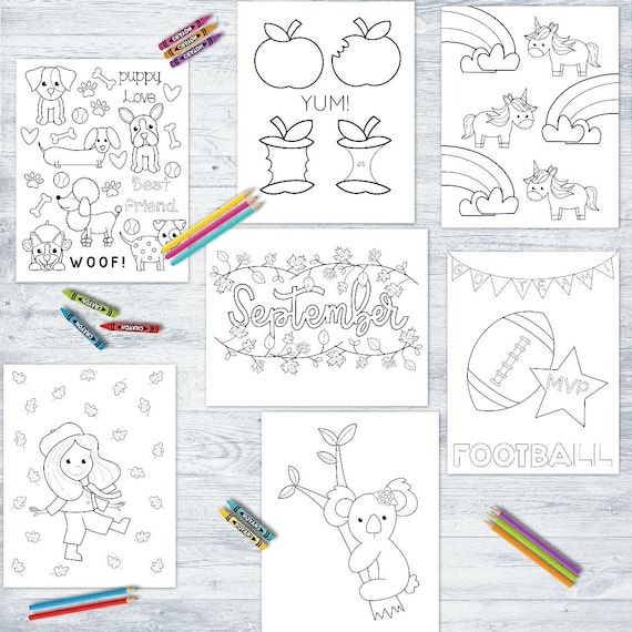 September 2022 Coloring Pages // Fall Autumn Coloring - Etsy
