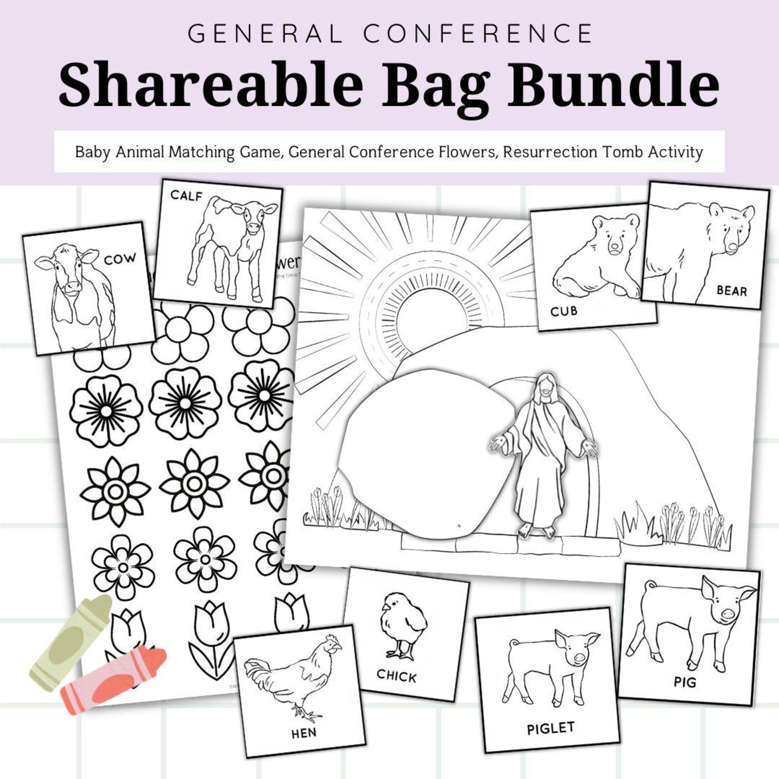 General Conference Activity Bag Bundle for Kids, Shareable LDS Primary ...