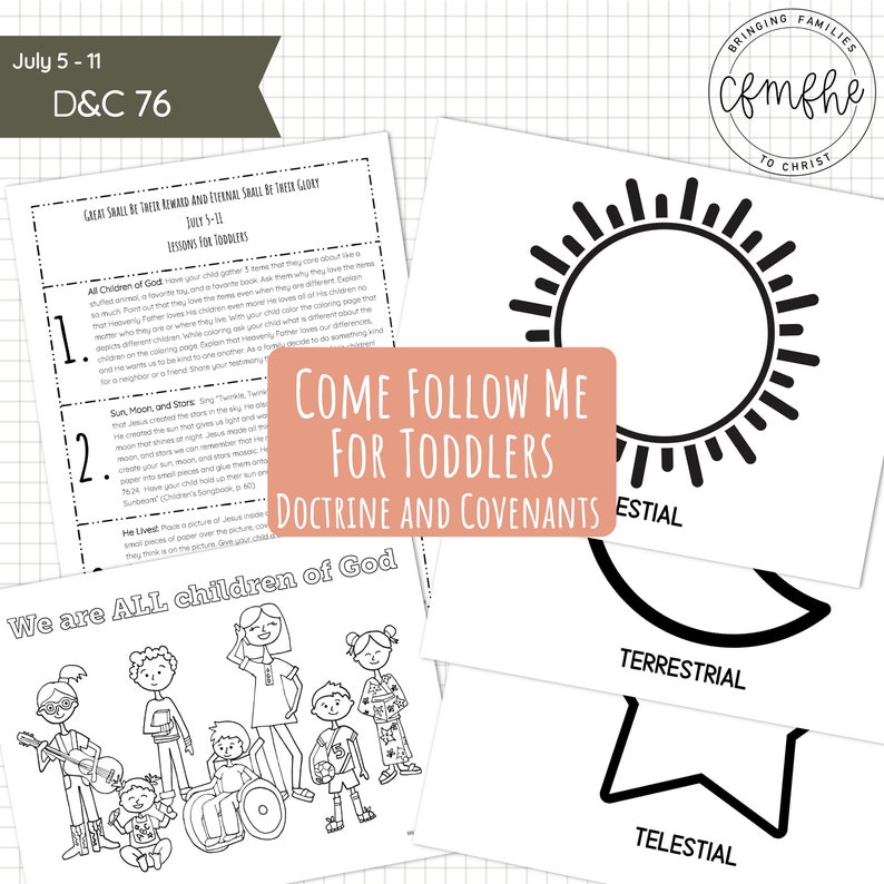 Come Follow Me 2021 TODDLER D&C Lesson 28 july 5 July 11 - Etsy