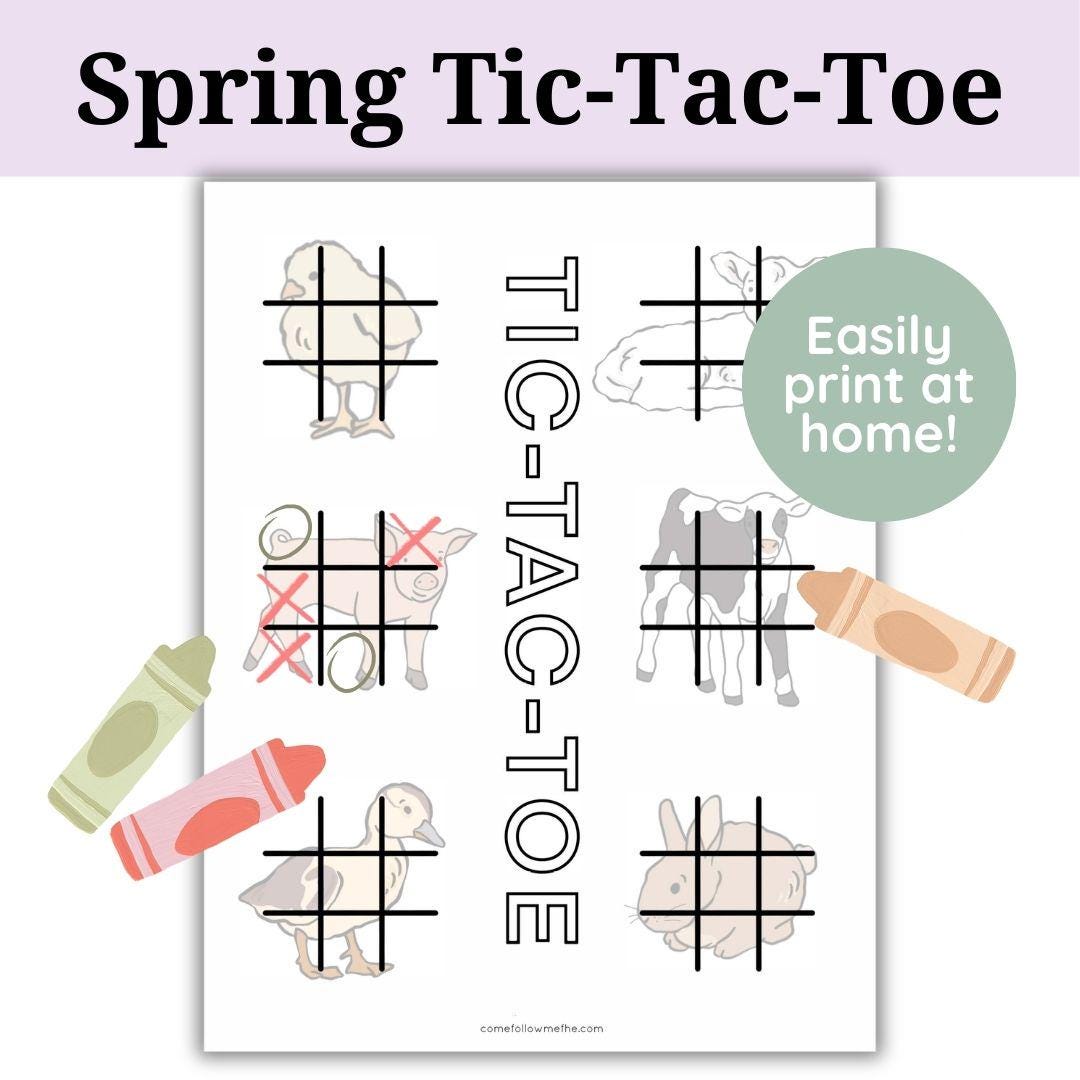 Spring Tic-tac-toe Game, Farm Animal Activity, Kids Quiet Game (digital ...