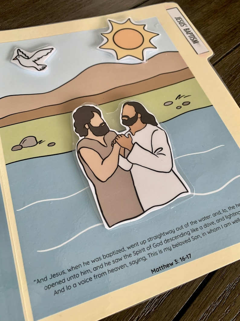 Jesus' Baptism File Folder Game // New Testament Study - Etsy