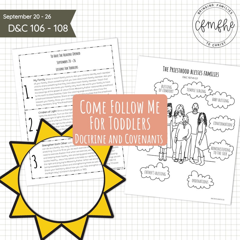 Come Follow Me 2021 TODDLER D&C Lesson 39 september 20 - Etsy