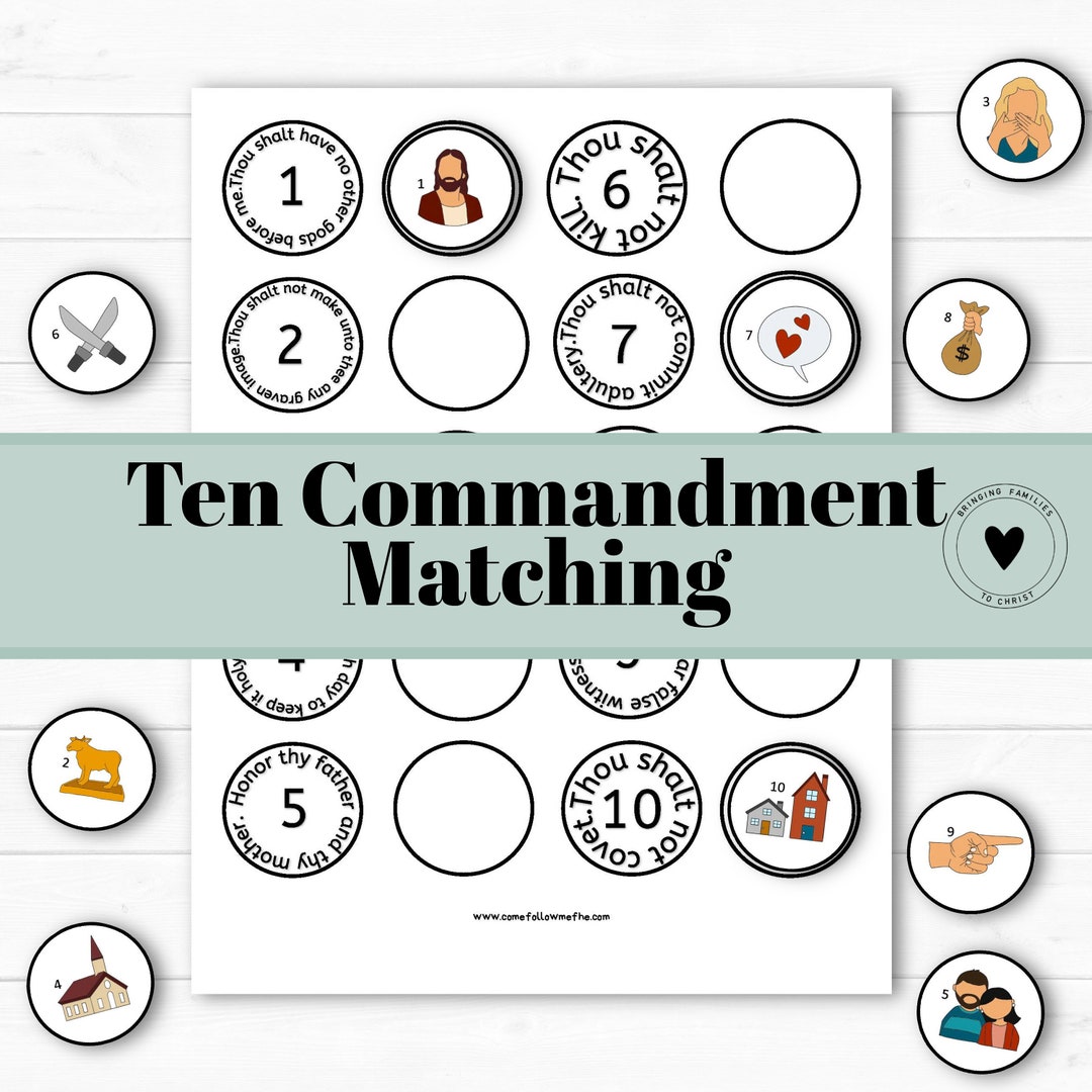 Ten Commandment Matching Game - Etsy