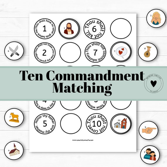 Ten Commandment Matching Game - Etsy