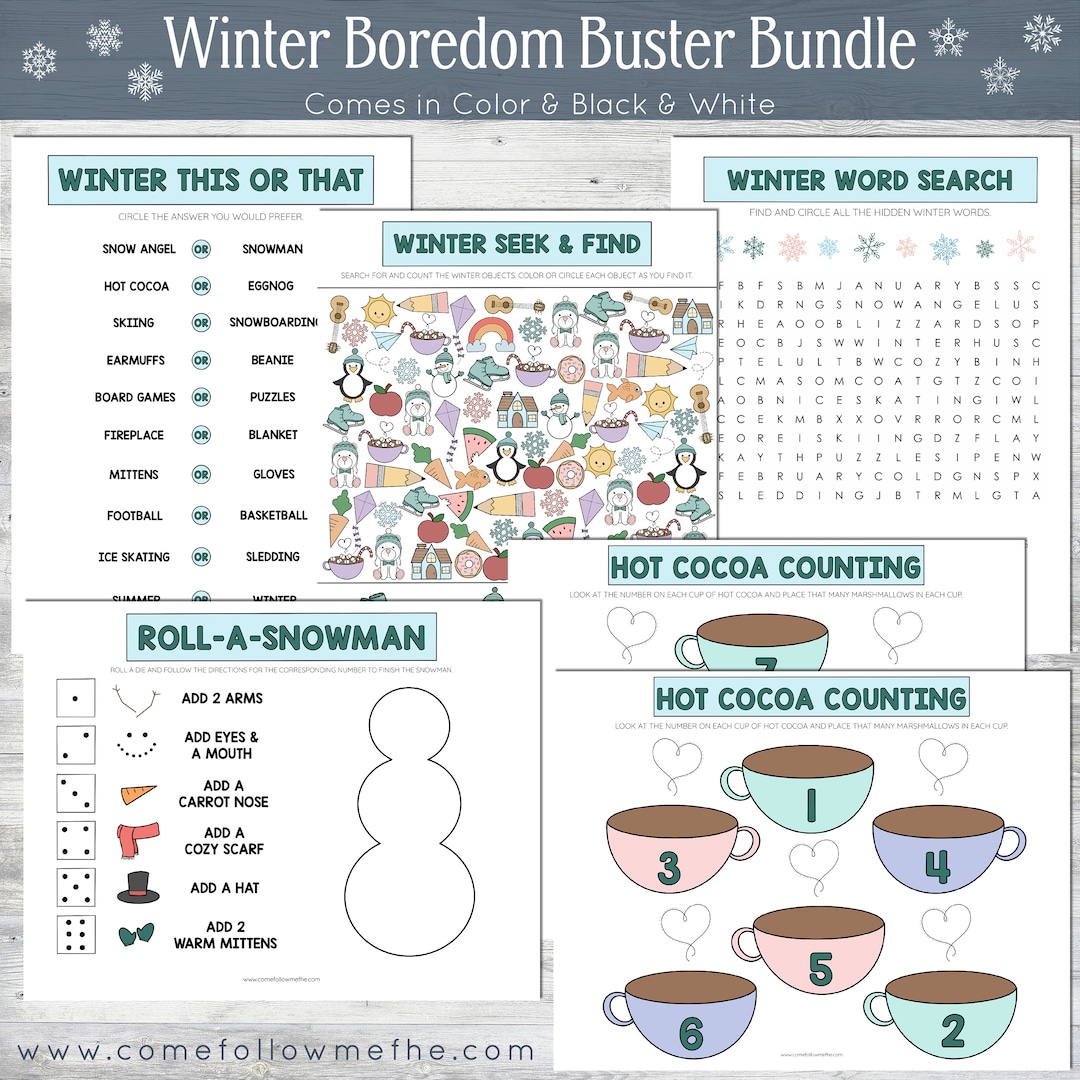 Winter Boredom Buster Bundle // Kids Activities, Word Search, This or ...