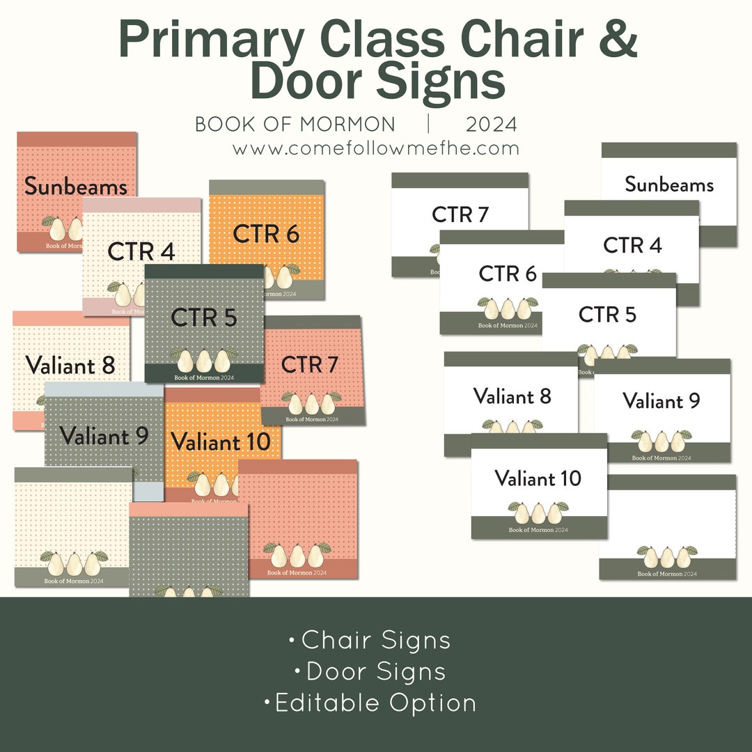 Book of Mormon 2024 Primary Class Signs // LDS Primary, Primary ...