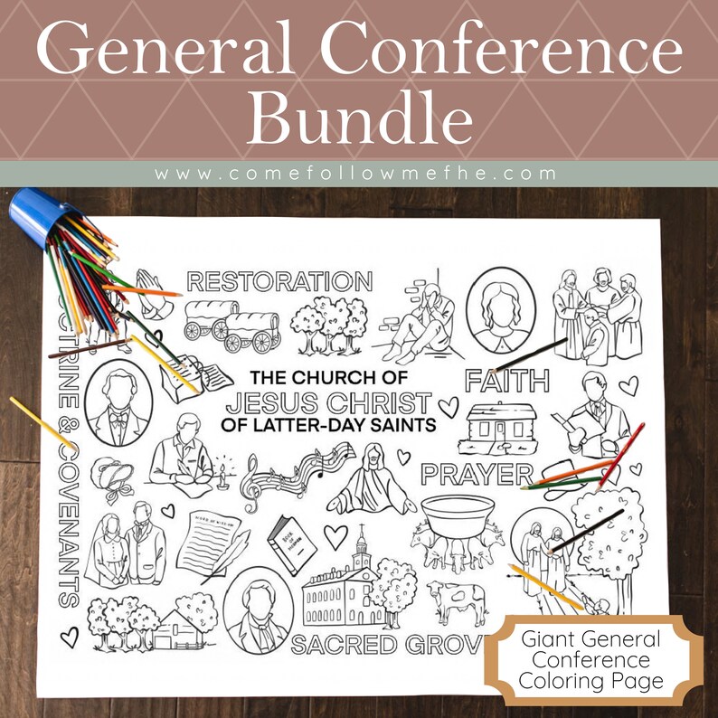 4 General Conference Giant Coloring Pages //LDS General - Etsy