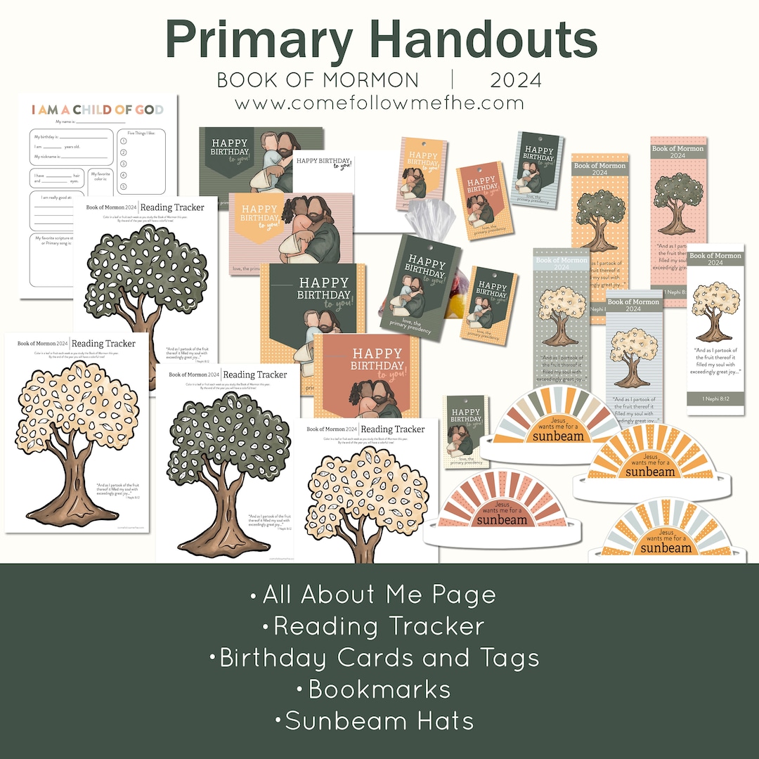 Book of Mormon 2024 Primary Handouts // LDS Primary, Primary Presidency ...