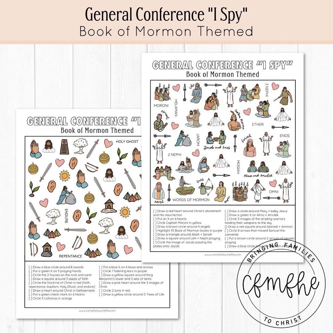 General Conference I Spy - Book of Mormon Themed // April Conference ...