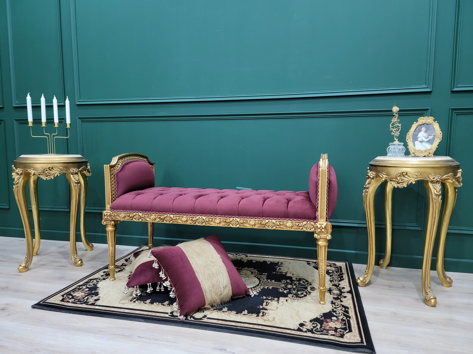 English Style Bench / Aged Gold Leaf Finish/hand Carved Wood - Etsy