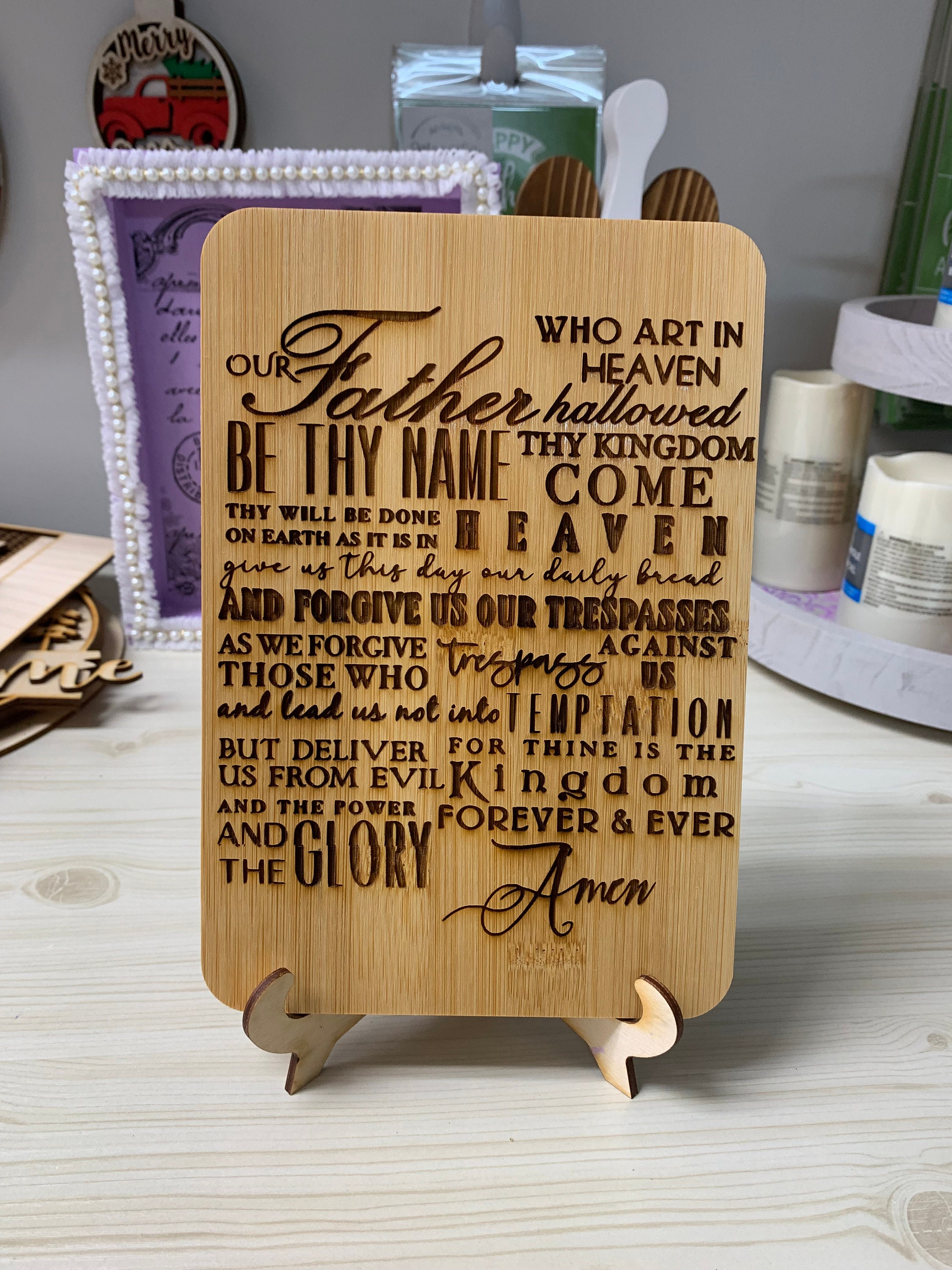 The Lords Prayer Plaque With Stand - Etsy