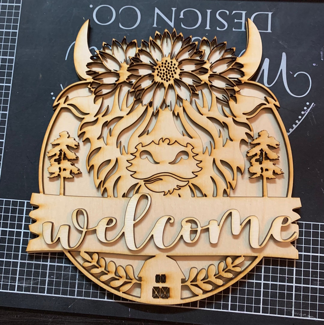 Highland Cow Welcome Sign - Etsy