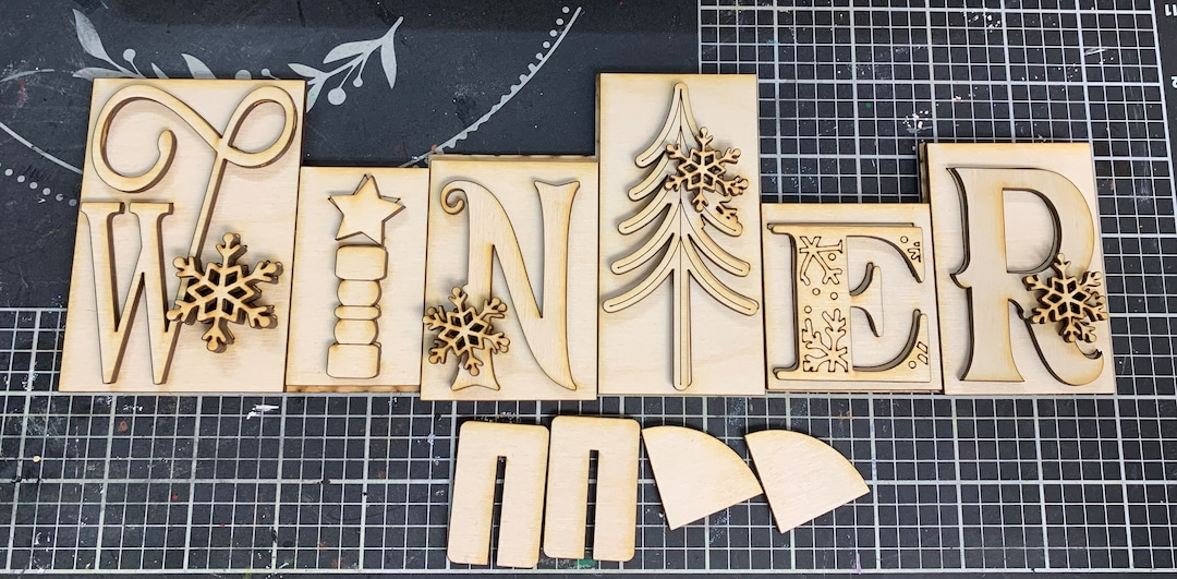 Winter Block Letters Shelf Sitter Kit - Etsy