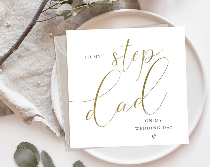 Gold Script to the Step Father of the Groom Wedding Card - Etsy