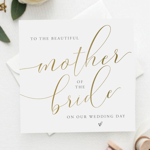 Gold Script to the Mother of the Bride Wedding Card Parents - Etsy