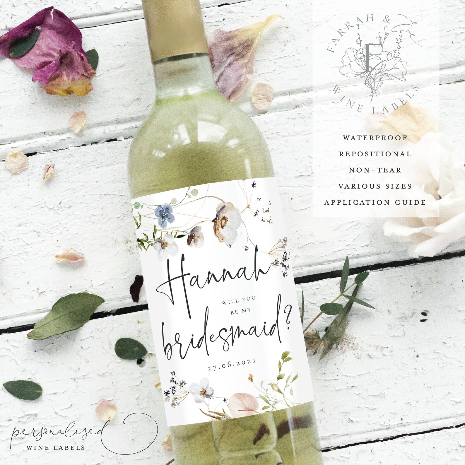 Will You Be Wine Bottle Labels Maid of Honour Thank You Wine | Etsy