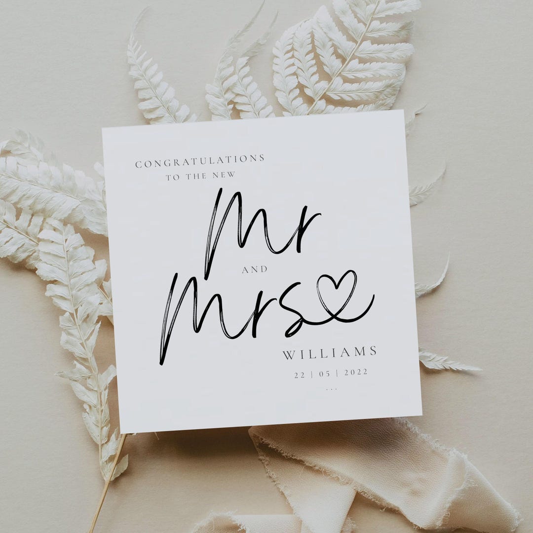 PERSONALISED Mr and Mrs Wedding Card | Bride and Groom Card|mr & Mrs Card|new Couple Card ...