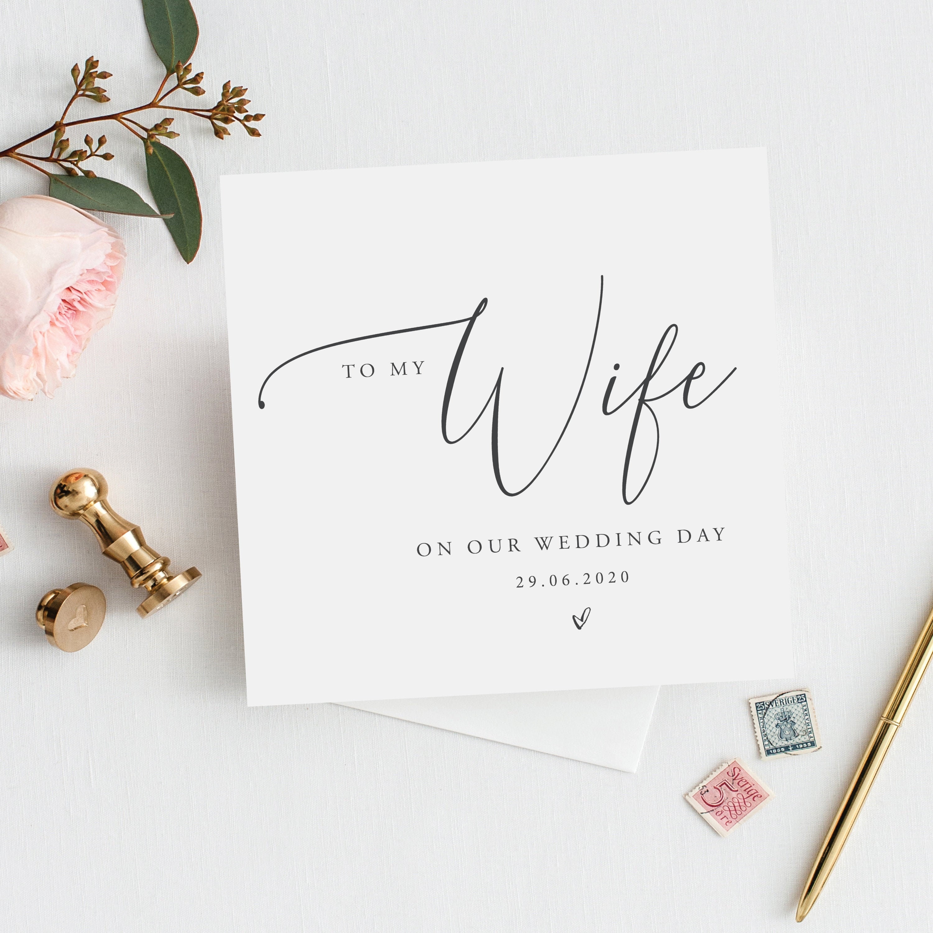 Personalised Wife Wedding Card Typography Pen Script Card - Etsy