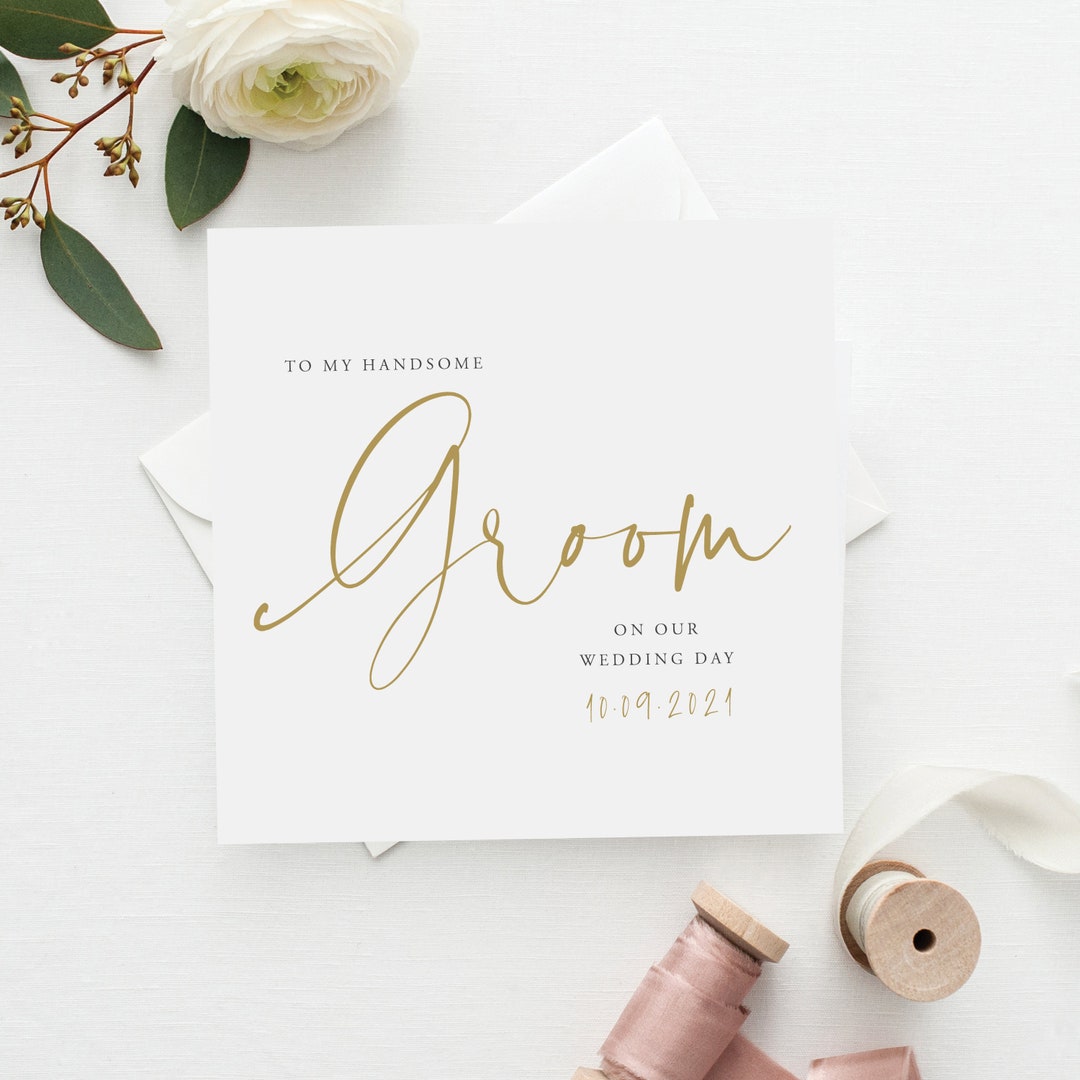 Personalised Gold Modern Text to My Groom Wedding Card | Groom Thank ...
