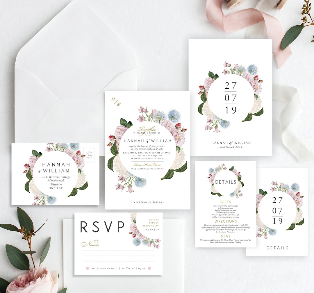 HANNAH | Vintage Floral Wedding Invitations, Wedding Invites, Wedding ...