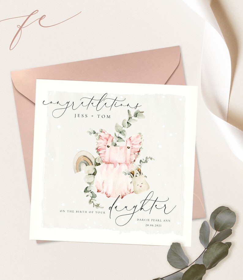 PERSONALISED Boho New Baby Card Congratulations Grandparents - Etsy