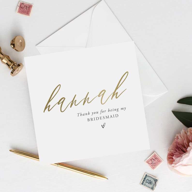 PERSONALISED Gold Effect Script Thank You for Being My - Etsy UK