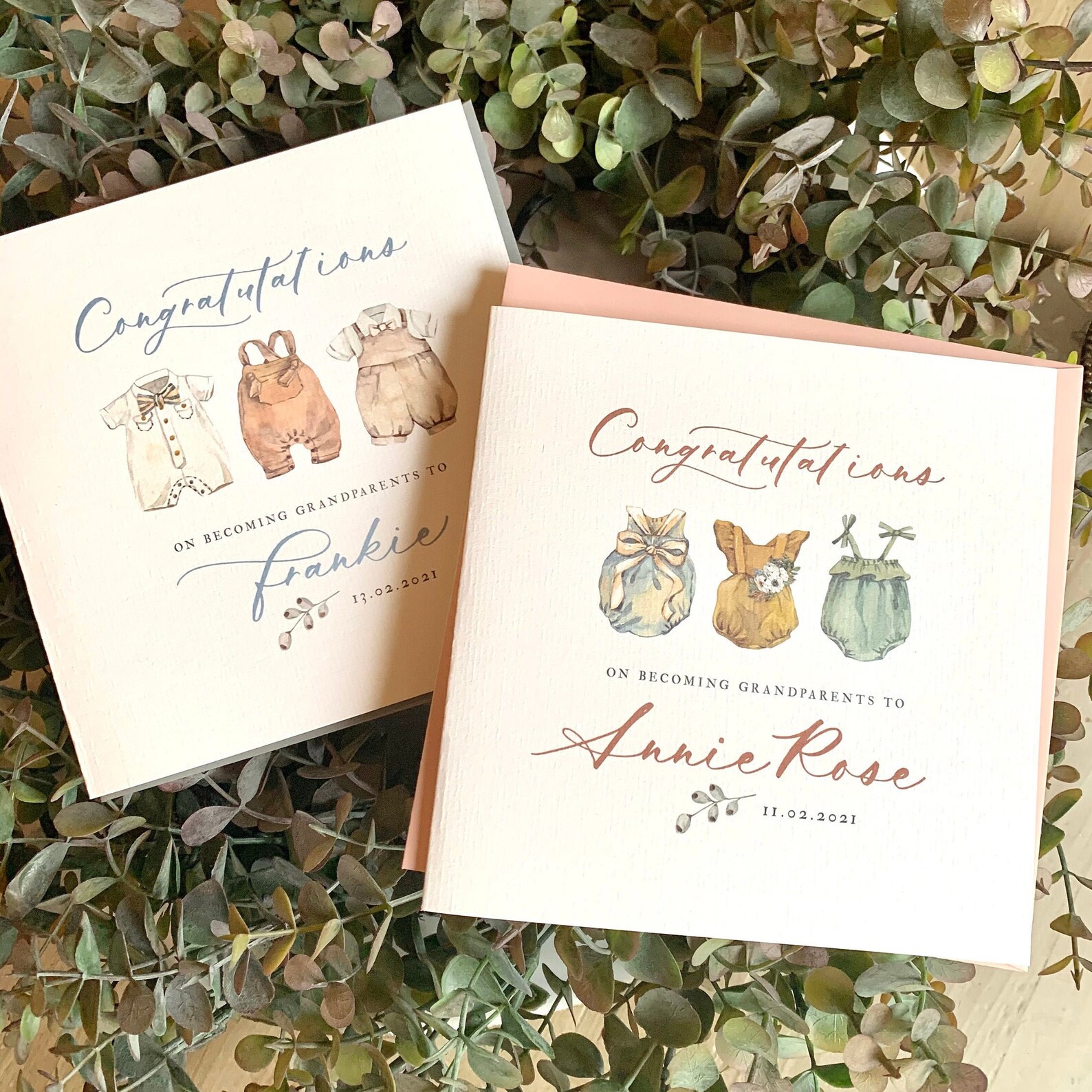 PERSONALISED Boho New Baby Card Congratulations Grandparents - Etsy