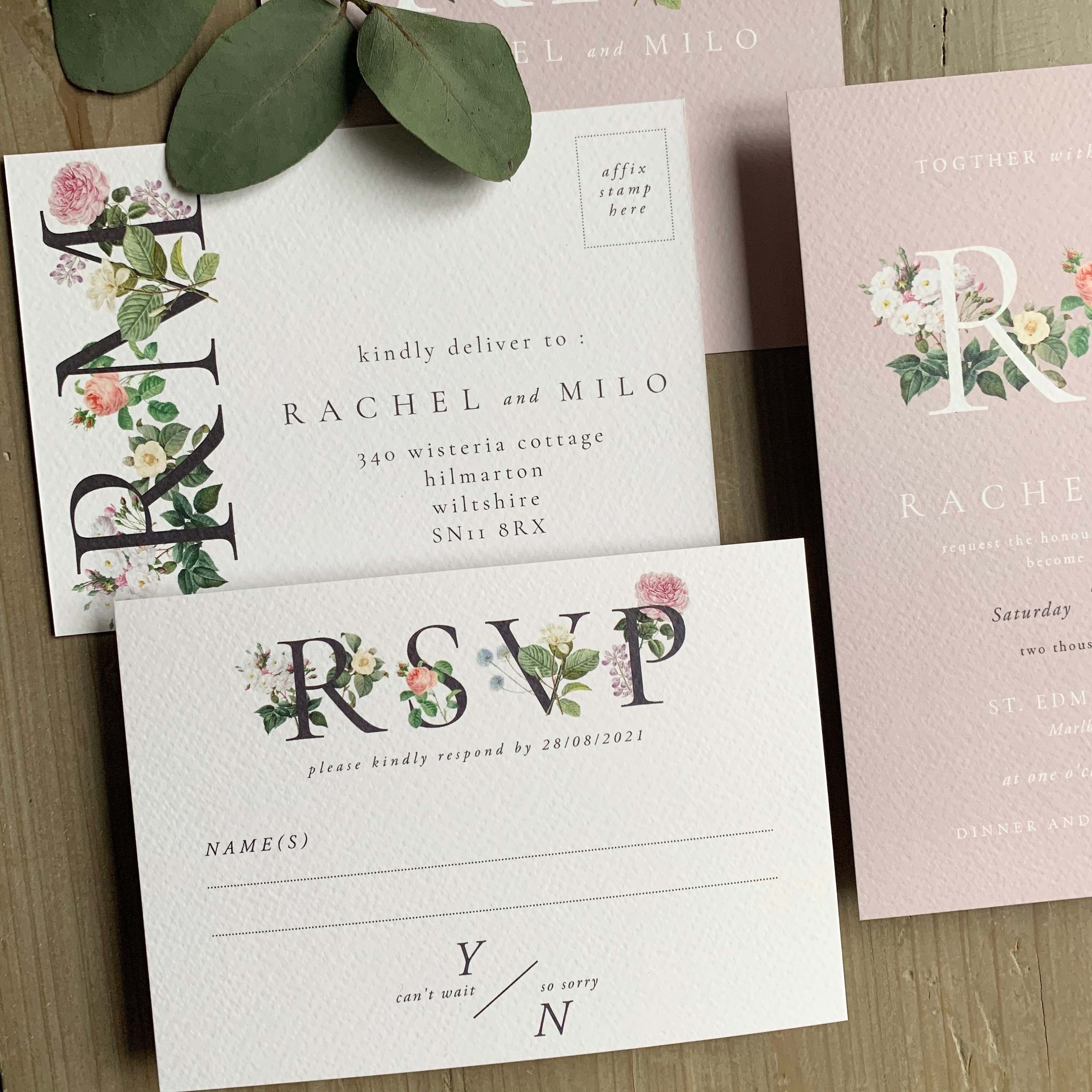 KATIE Vintage Floral Wedding Invitations Wedding Invites | Etsy UK