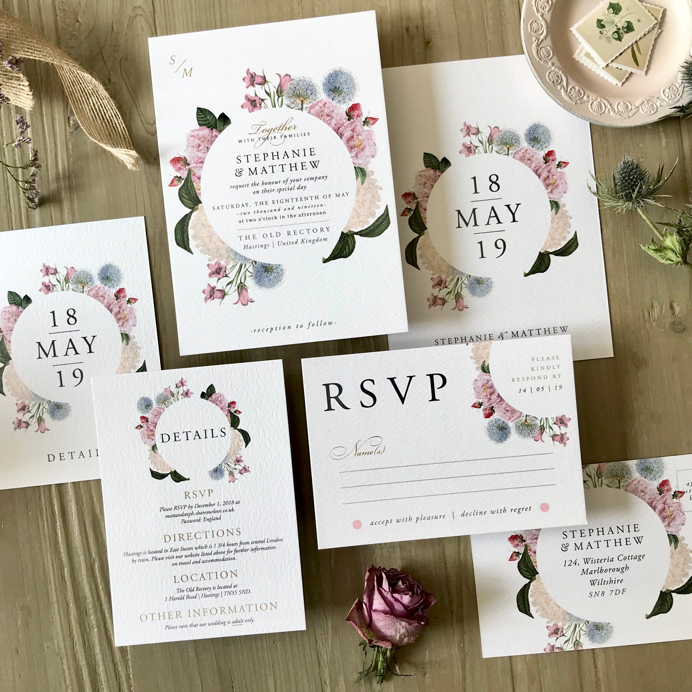 HANNAH No.2 Vintage Floral Wedding Invitations Wedding | Etsy