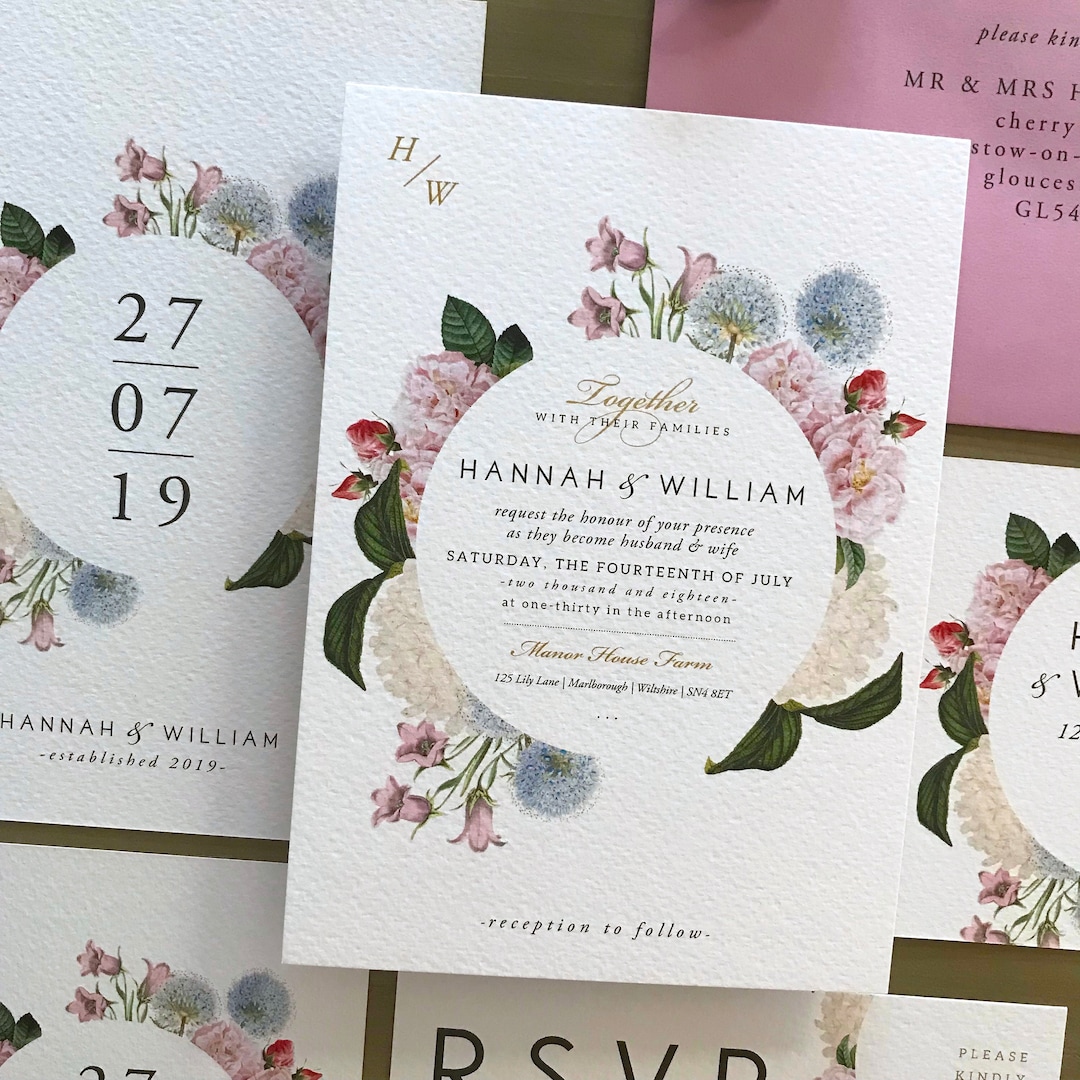 HANNAH Vintage Floral Wedding Invitations, Wedding Invites, Wedding ...